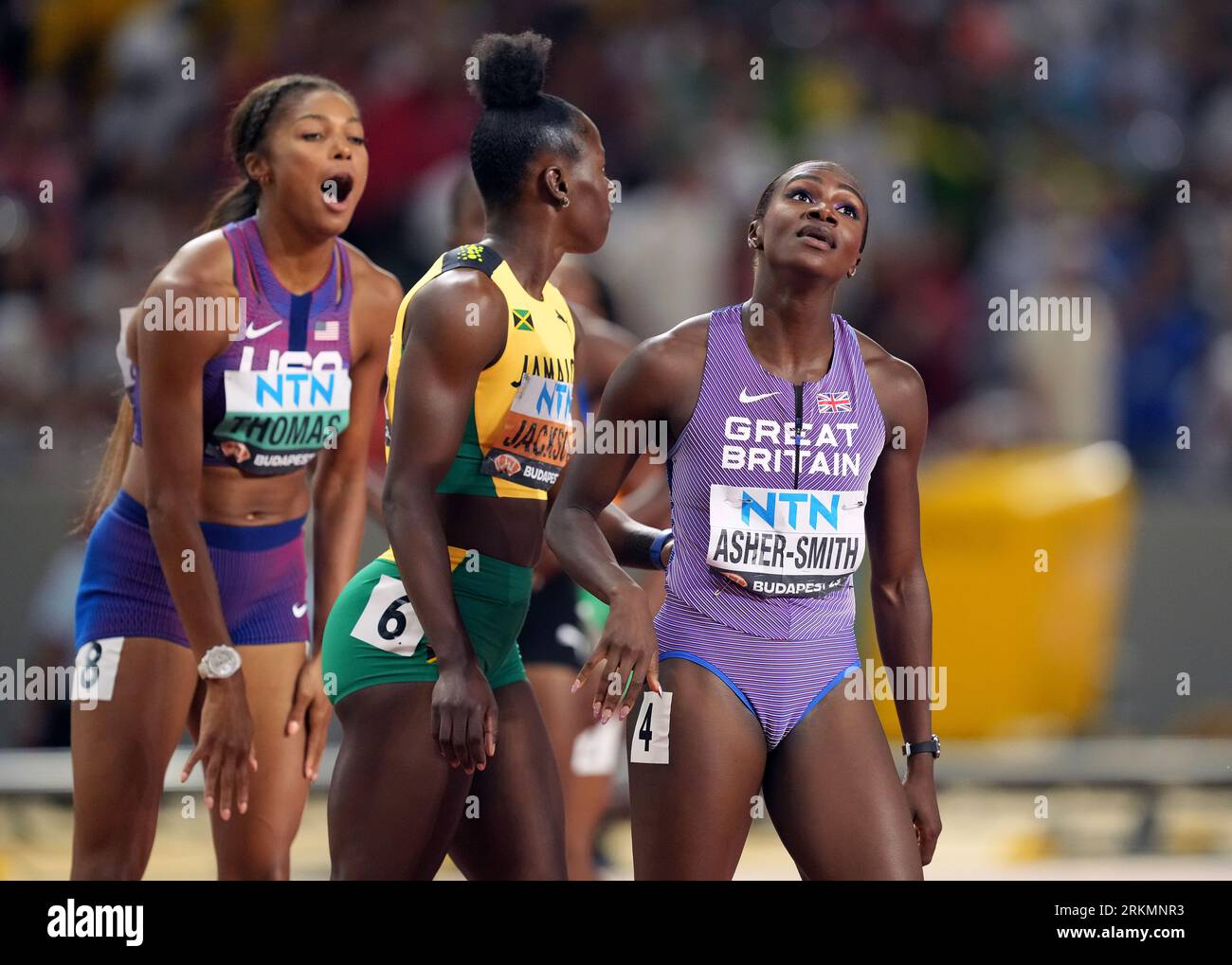 Jamaica’s Shericka Jackson, Great Britain’s Dina Asher-Smith and USA’s ...
