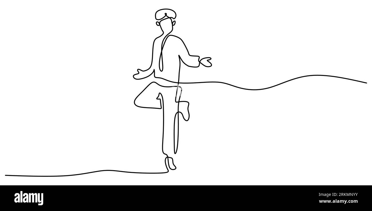 Continuous one single line of dancer man from india isolated on white ...