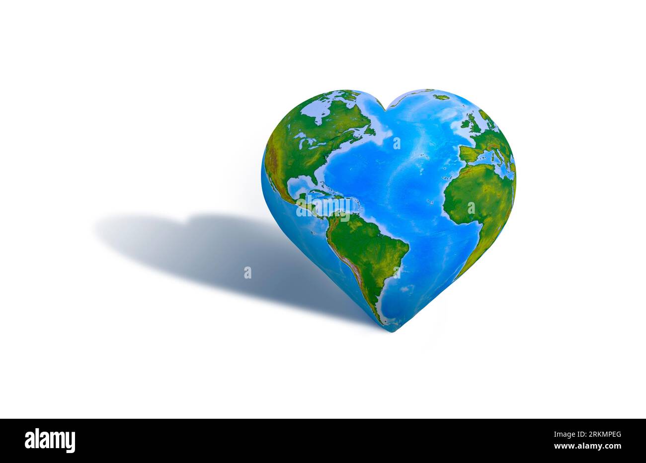Heart-shaped planet Earth on a white background Stock Photo - Alamy