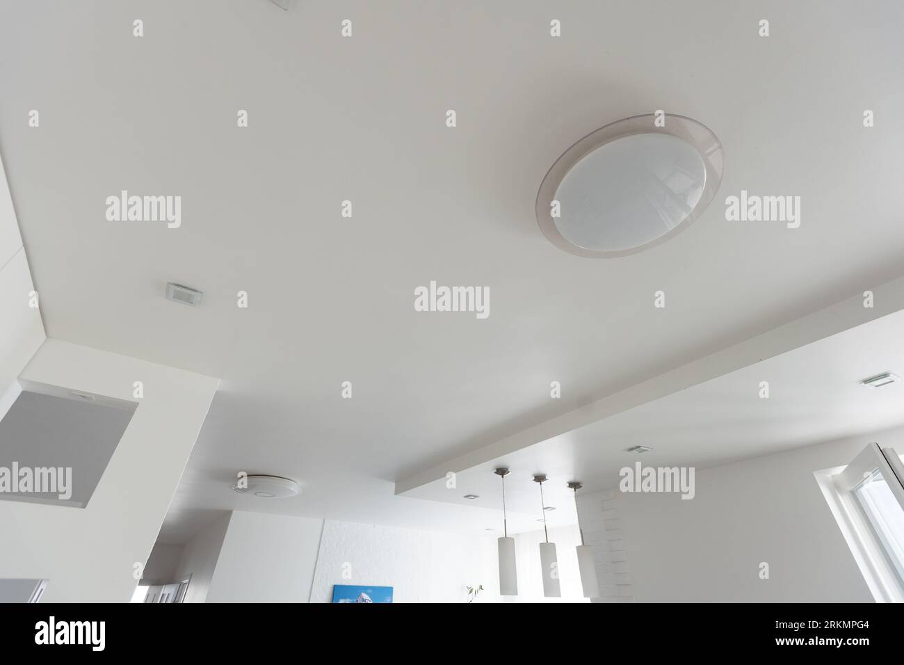 Interior home white ceiling minimalist design with diagonal pattern and ...