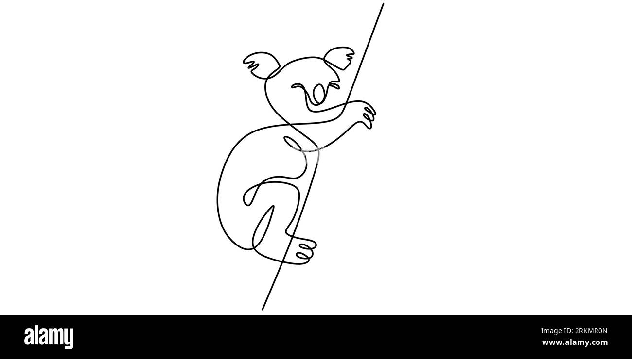 Continuous one single line of cute koala sleeping for australia day ...