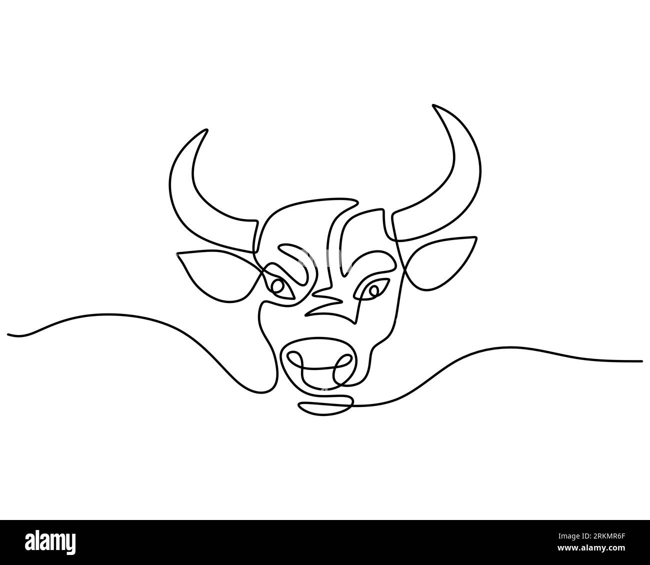 One continuous single line of buffalo head poster banner isolated on ...