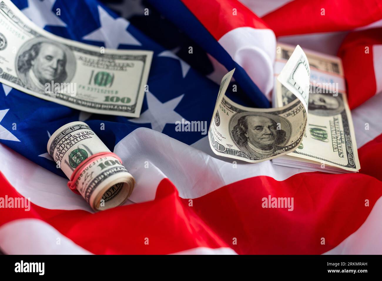 American flag and banknotes USD currency money Stock Photo - Alamy
