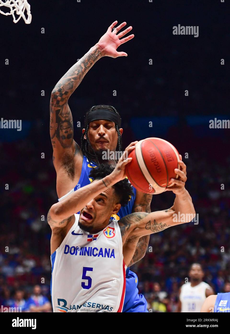 Bulacan, Philippines. 25th Aug, 2023. Victor Liz (front) of Dominican ...