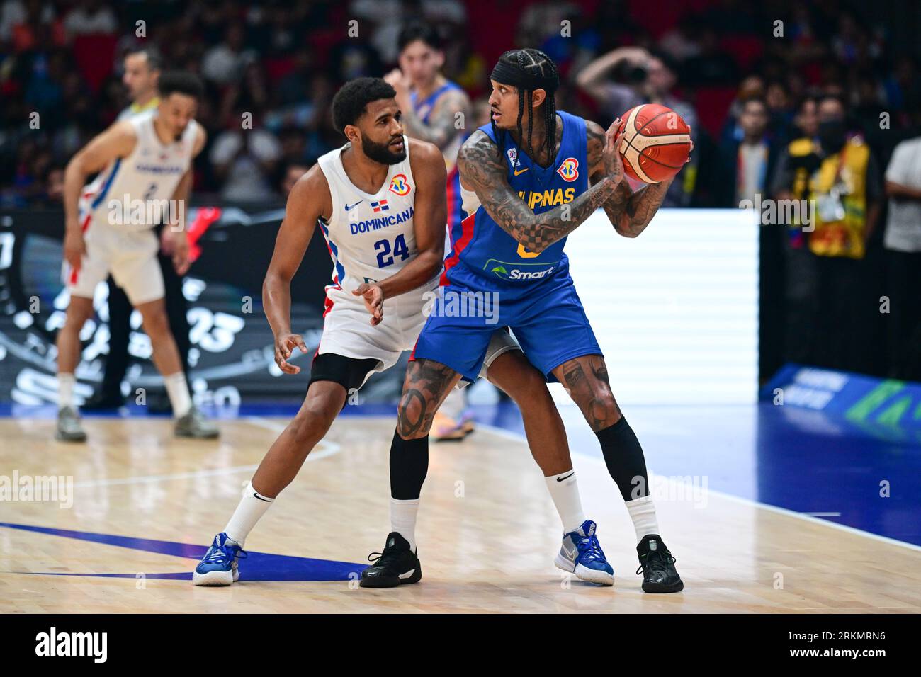 Bulacan, Philippines. 25th Aug, 2023. LJ Figueroa (L) of Dominican ...