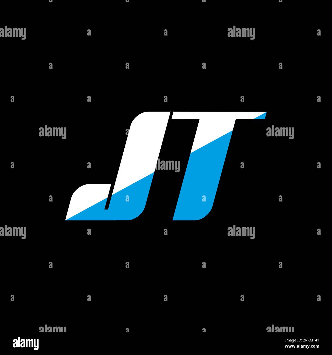 JT letter logo design on black background. JT creative initials letter ...