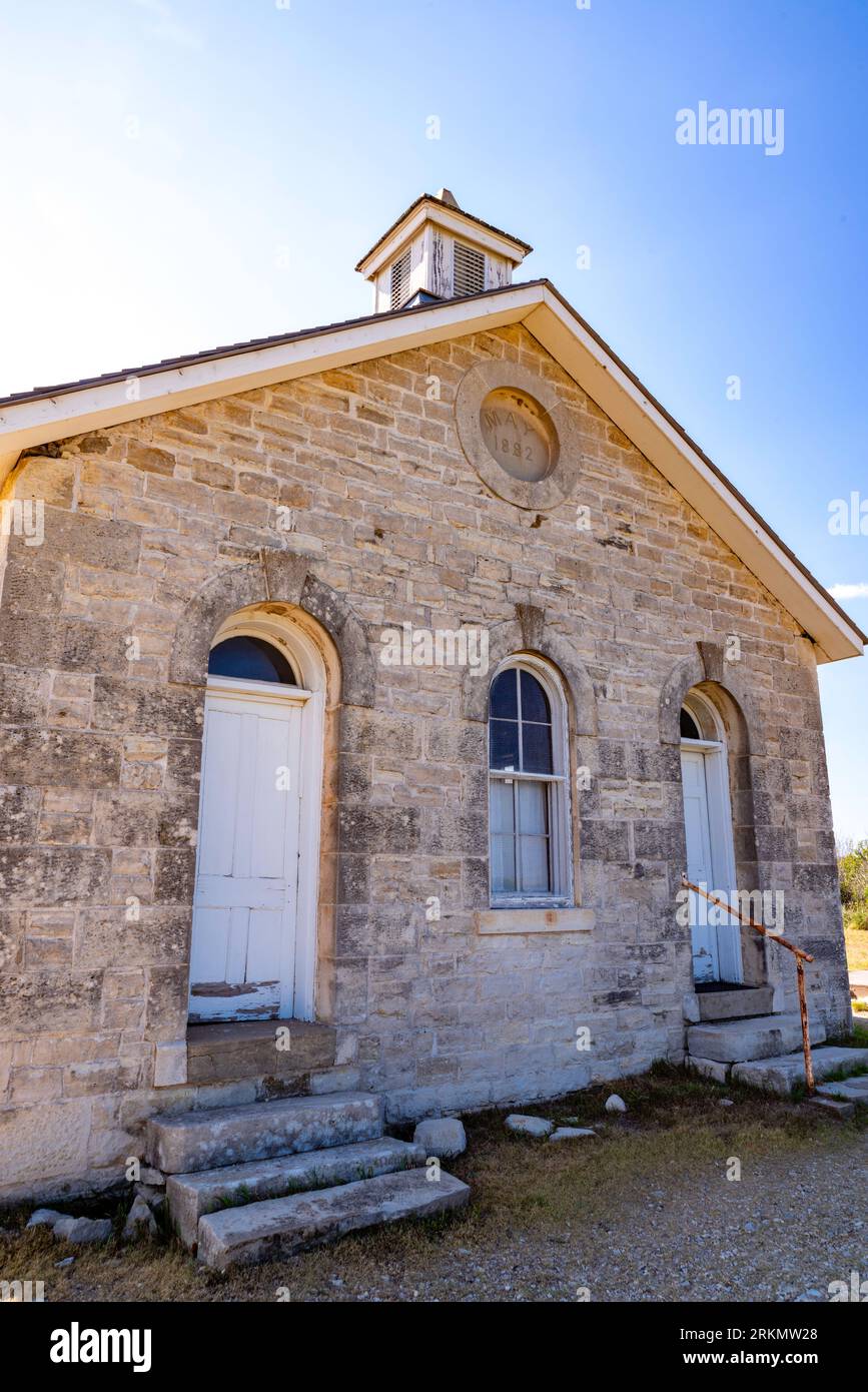 The preserved limestone school house at Tallgrass Prairie National ...