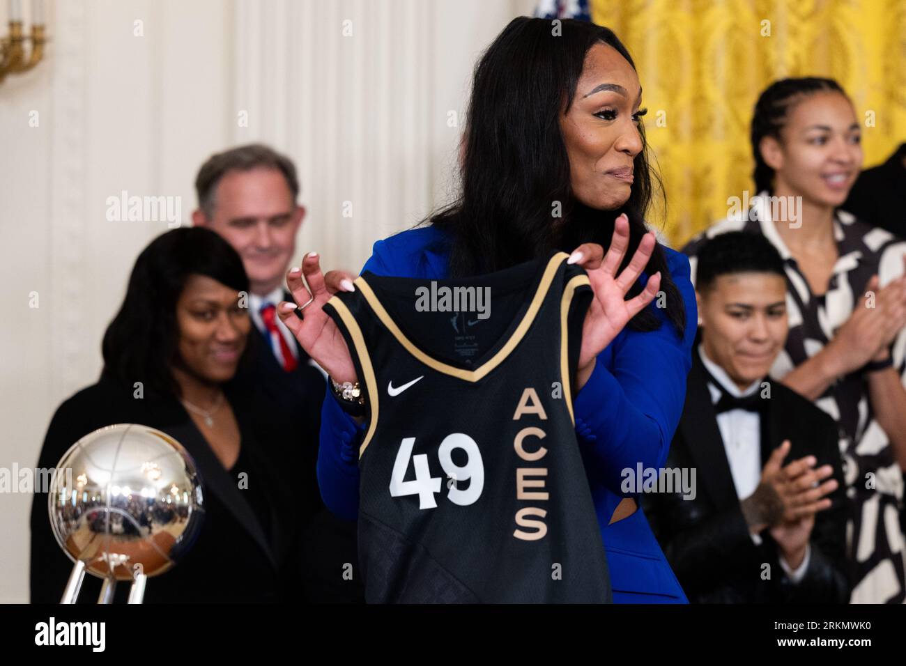 Washington, USA. 25th Aug, 2023. Las Vegas Aces' forward A'ja Wilson ...