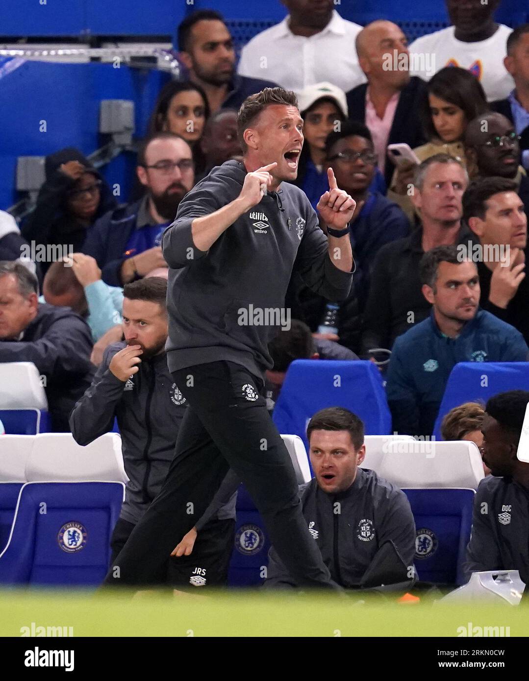 Luton Town manager Rob Edwards on the touchline during the Premier ...