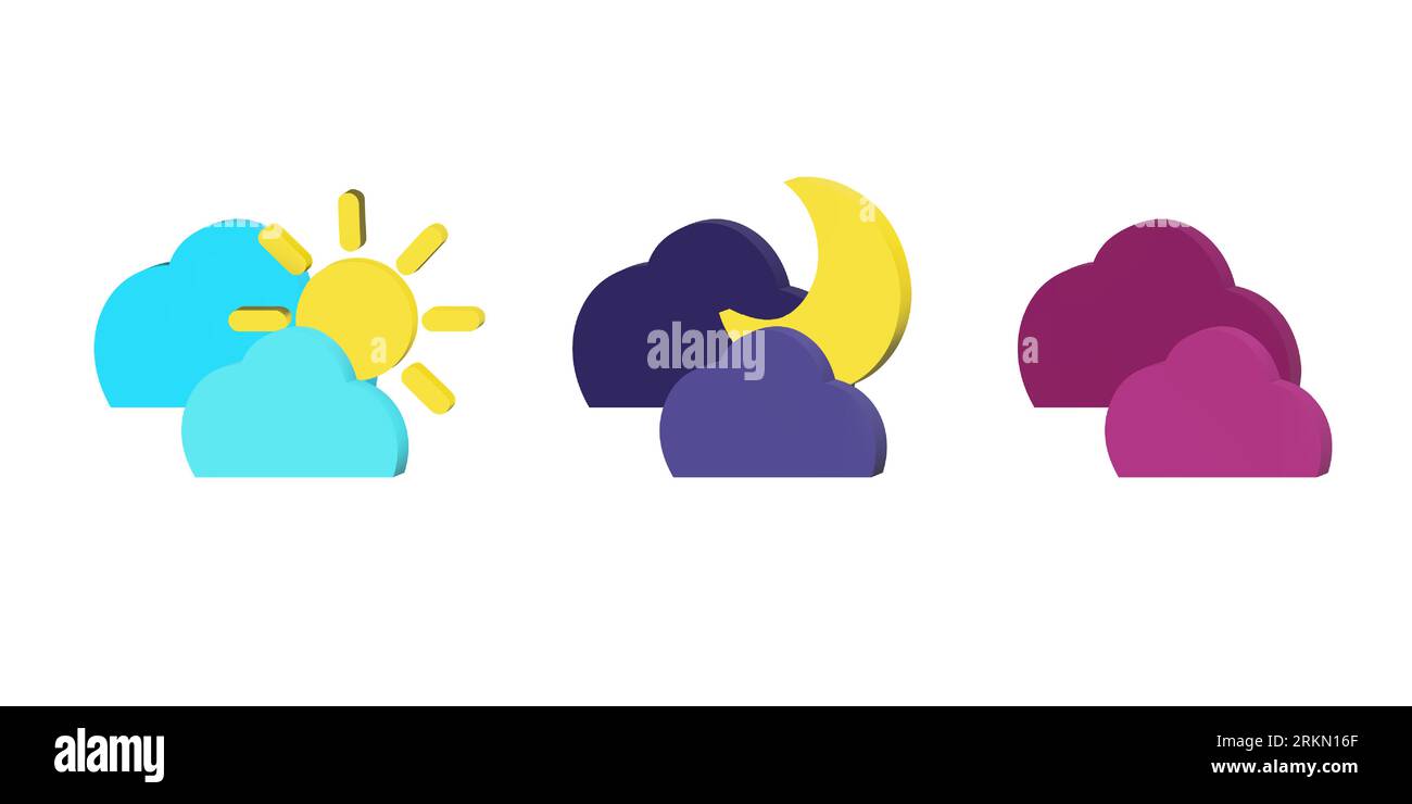 3d day and night weather icons for web application Stock Vector Image ...