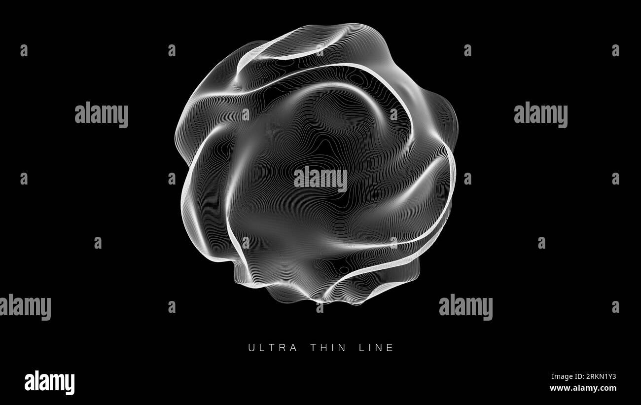 Ultra thin line fluid geometry. Dynamic vector distorted spheres Stock ...