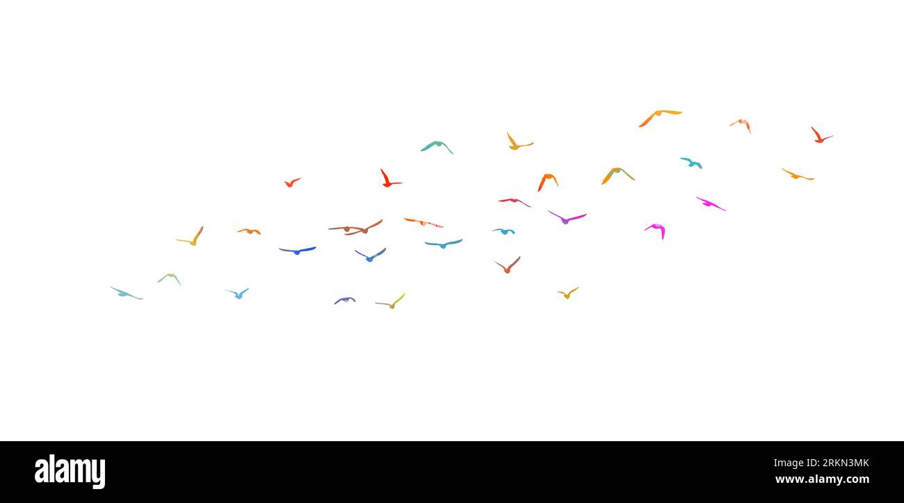 A flock of flying colored birds. Vector illustration Stock Vector Image ...