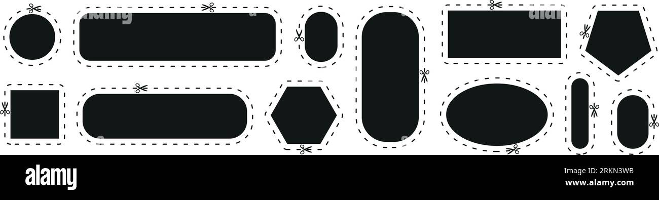 Cut line icons scissor and coupon symbols, dash marks. Voucher with ...