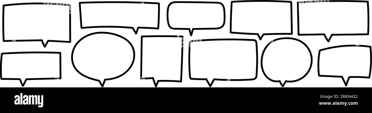 Line speech bubbles and text balloons in cartoon style. Handwriting ...