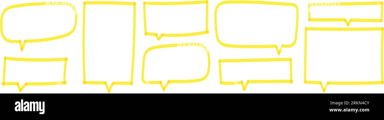 Speech bubbles and text balloons, drawn with comic line. Hand drawn ...