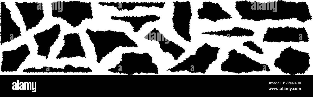 Torn paper shapes with rip edges. Newspaper texture, Grunge cut, tear ...