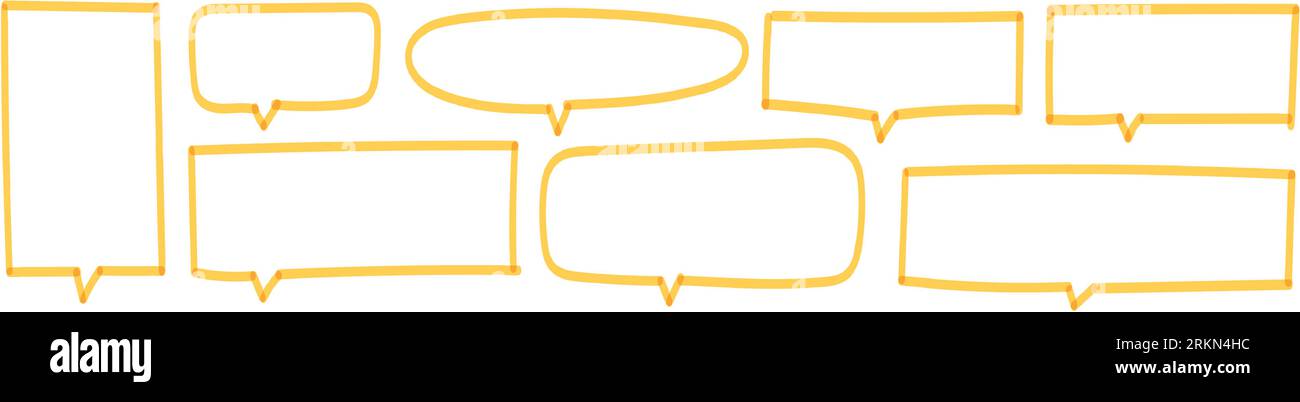 Speech bubbles and text balloons, drawn with comic line. Hand drawn ...