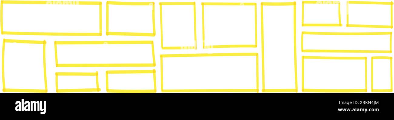 Frame and box elements with marker details. Rectangle, border, and ...