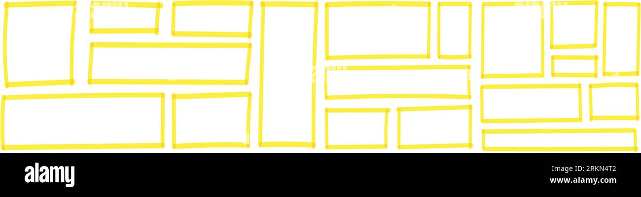 Grunge box and frame with yellow markers brush and stamp effects ...