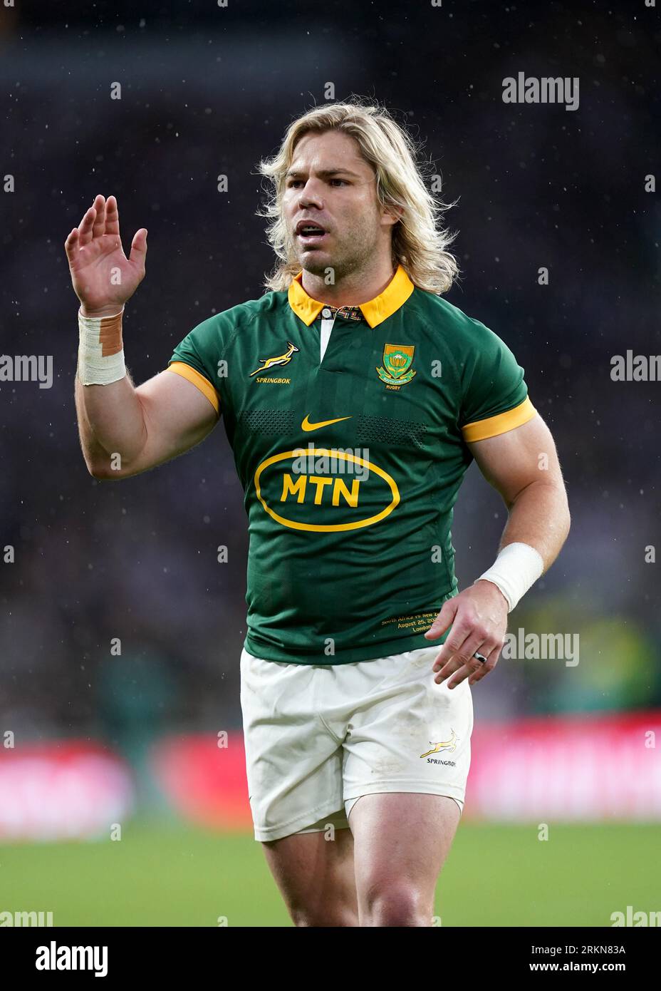 South Africa's Faf de Klerk looks on during the international match at ...