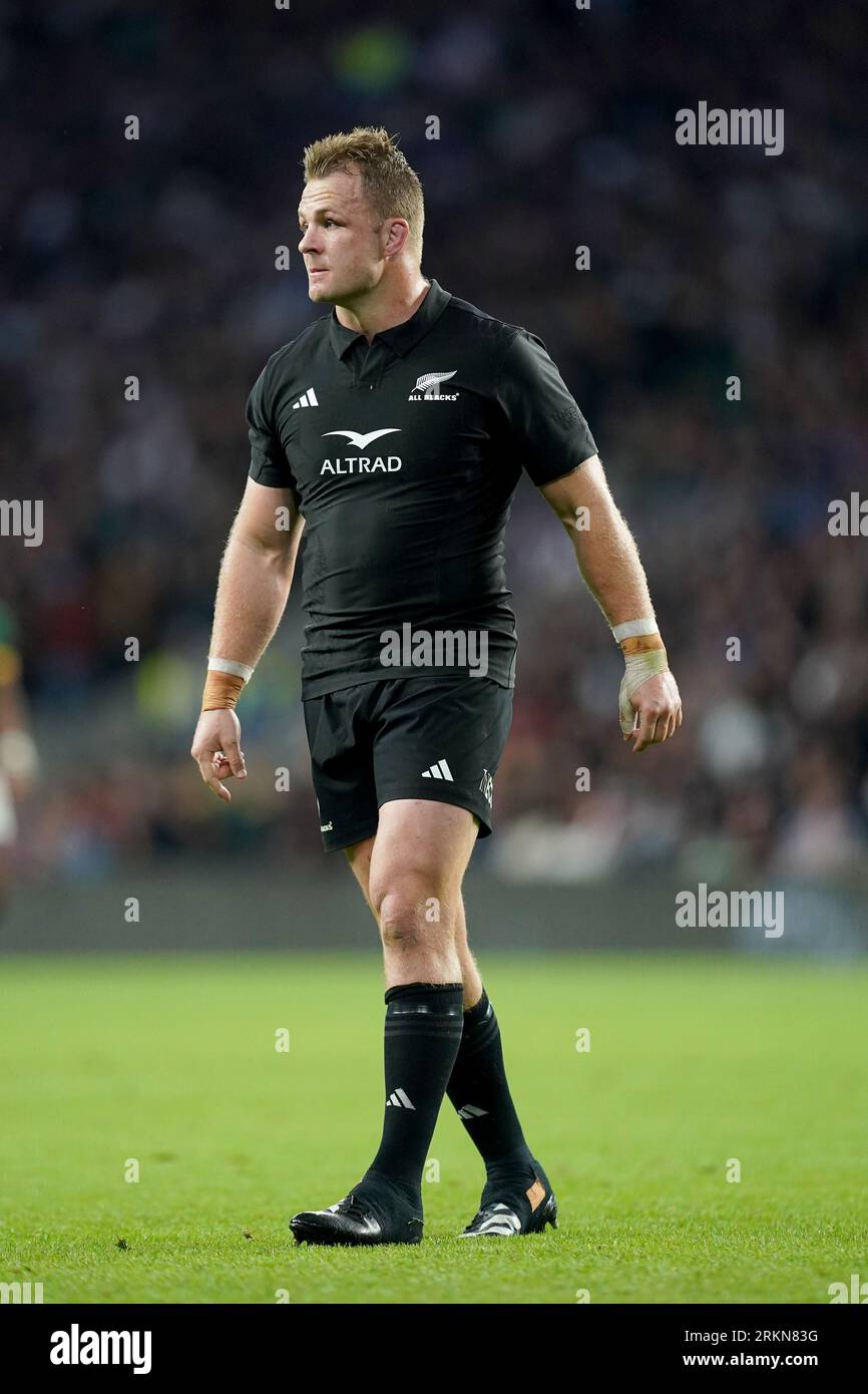 New Zealand's Sam Cane looks on during the international match at ...
