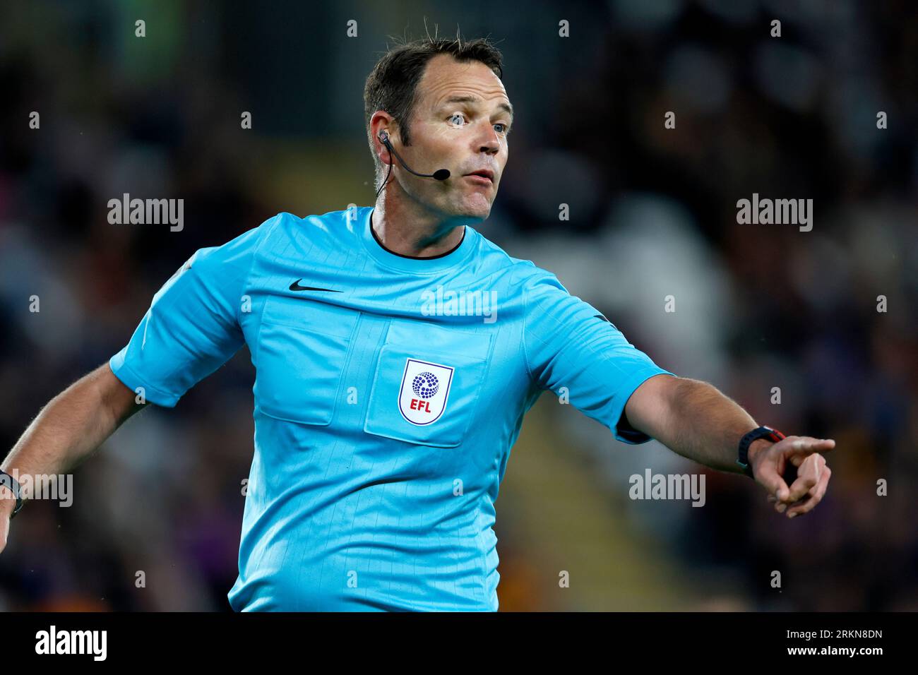 Referee James Linington in action during the Sky Bet Championship match ...