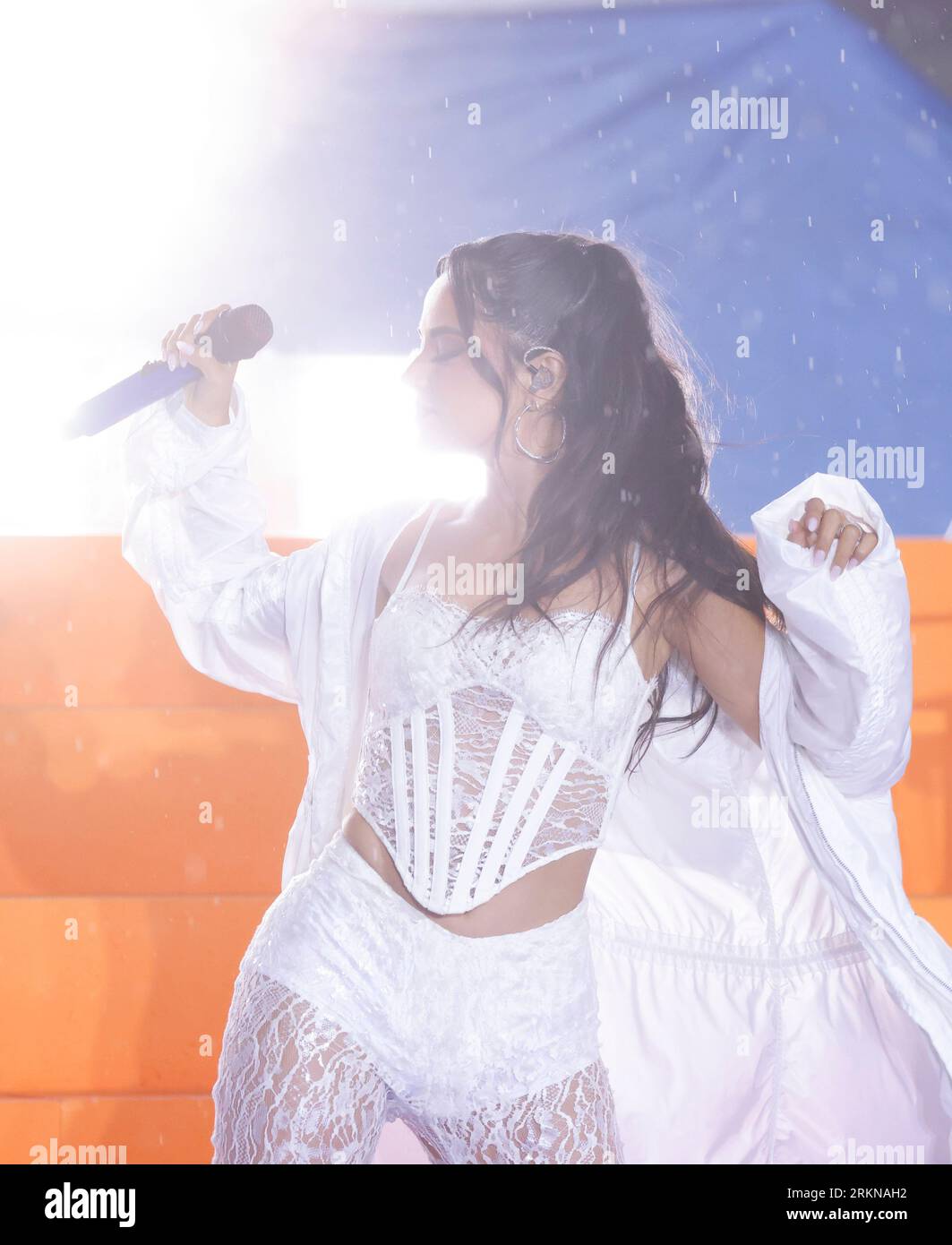New York, United States. 25th Aug, 2023. Becky G performs on the NBC ...