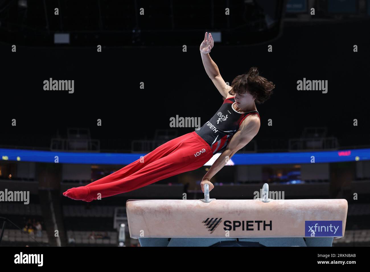 August 24, 2023: Gymnast Steven Nedoroscik warms up pommel horse during ...