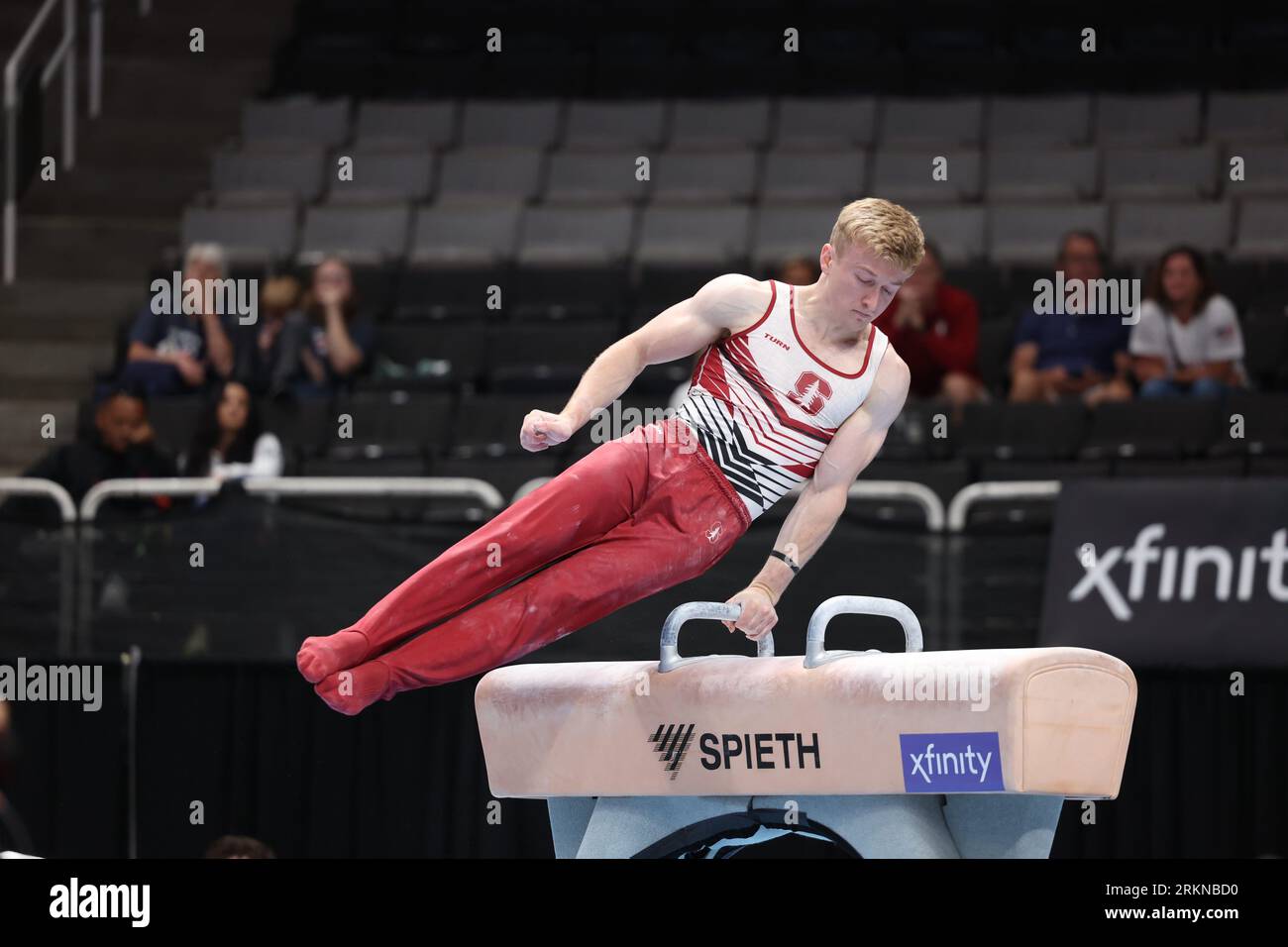 August 24, 2023: Gymnast Riley Loos during the senior men day 1 ...