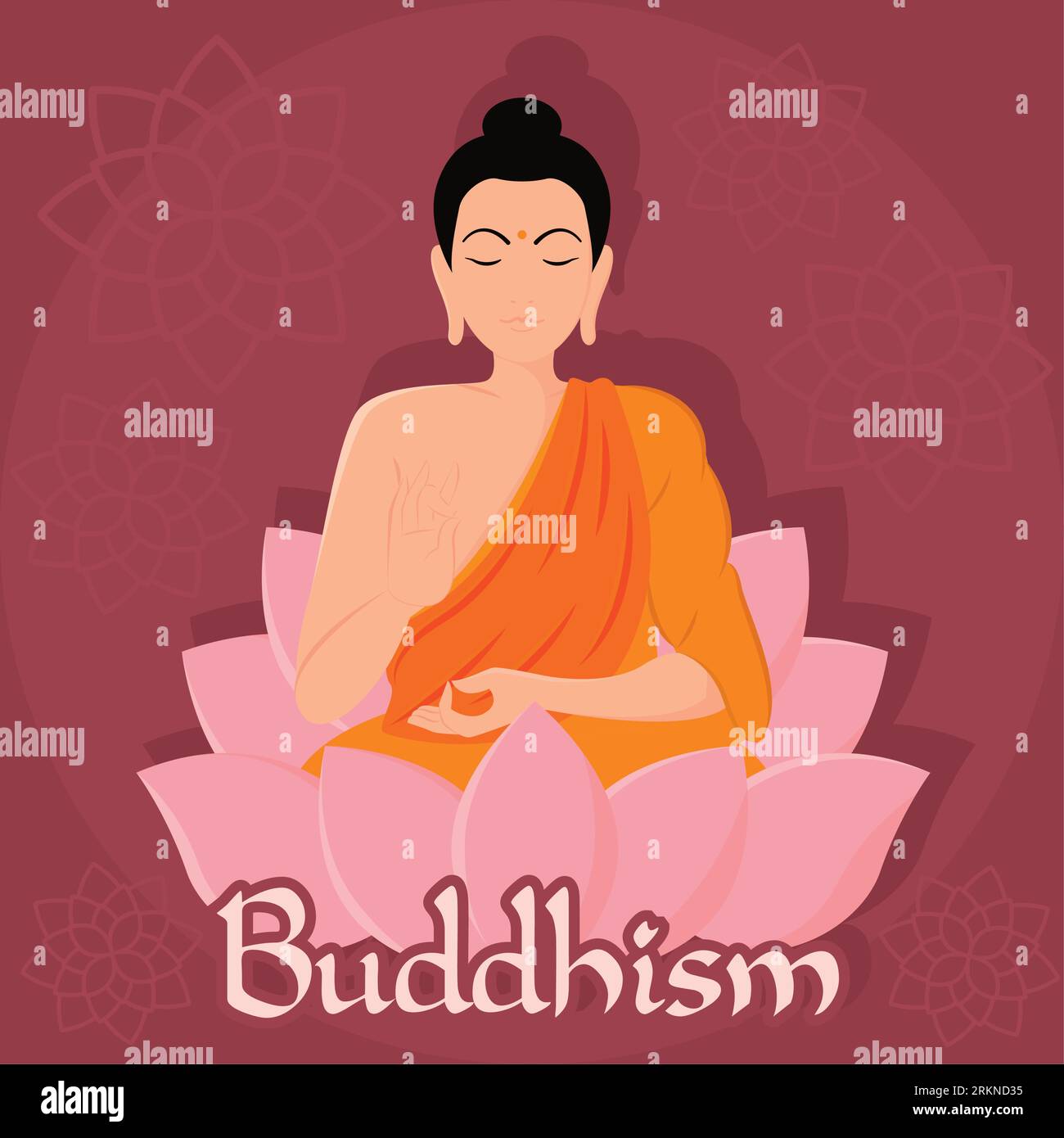 Cute buddha character on lotus flower Buddhism concept Vector Stock ...