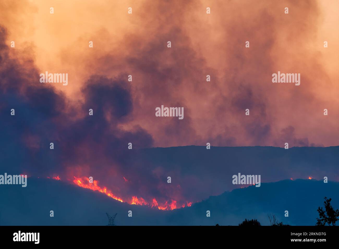 Alexandroupoli - Greece, August 21, 2023 Forest fires in the prefecture ...