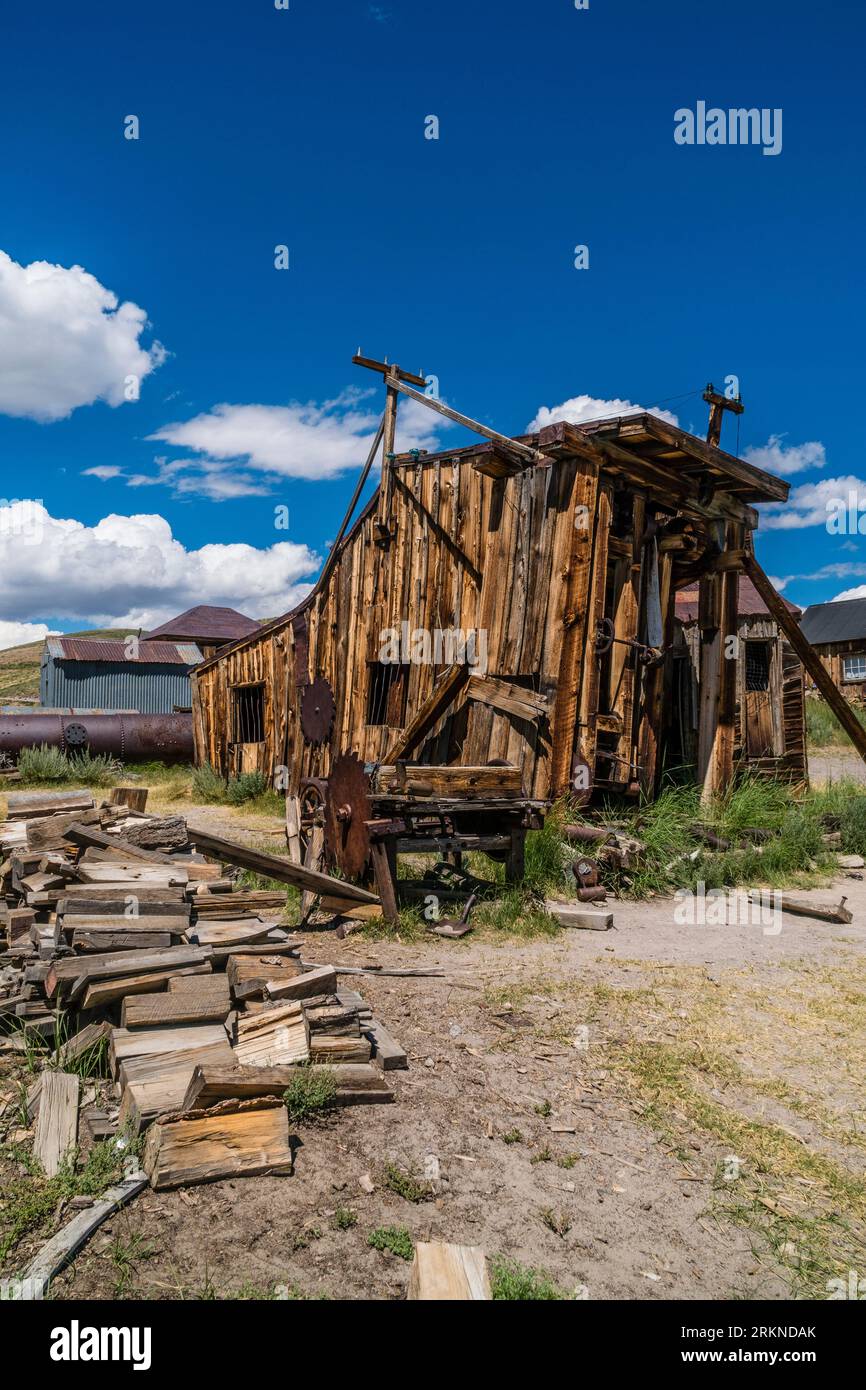 Sawmill in the Bodie ghost town in California. Wiith snow as high as 20 ...