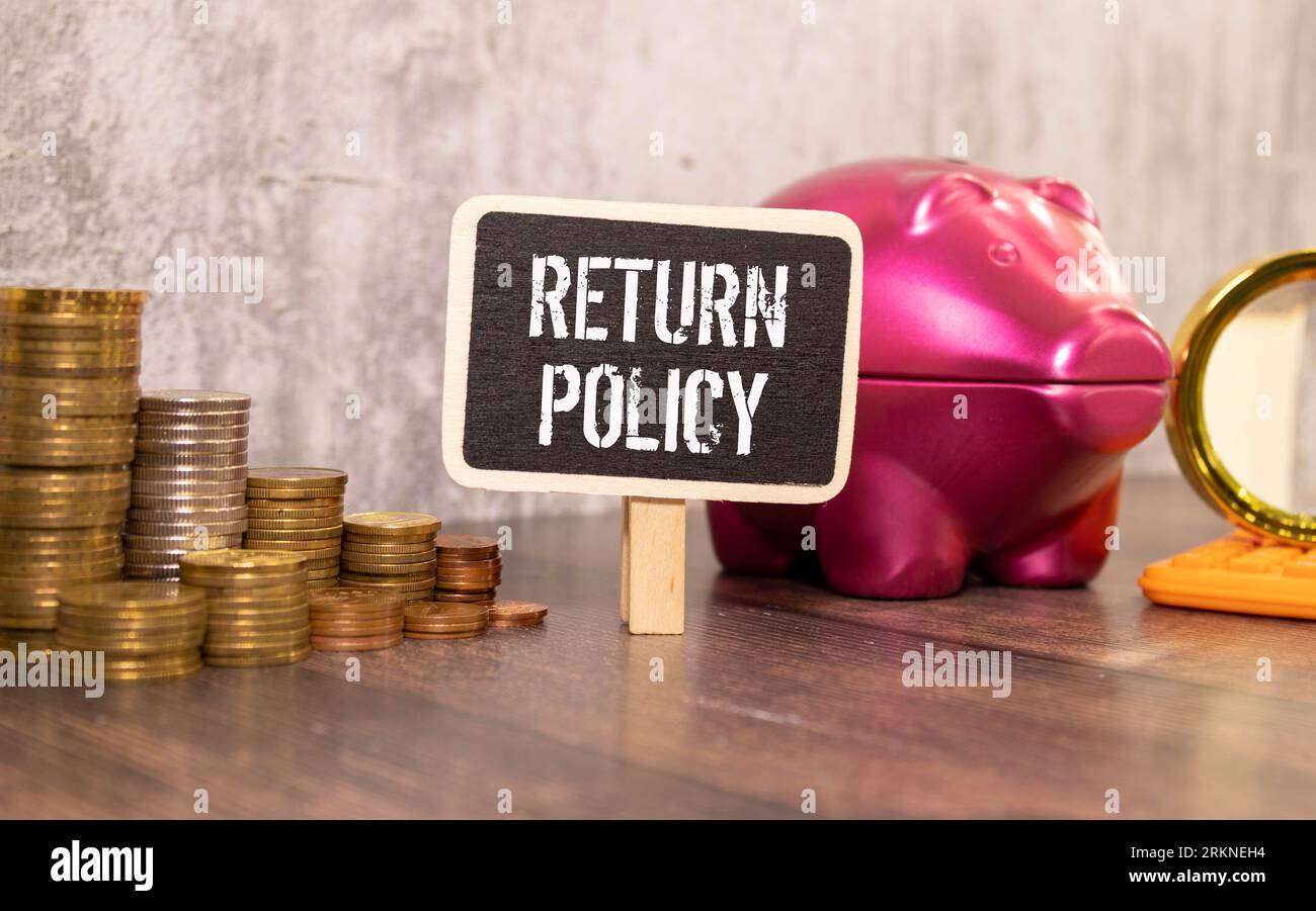 Return Policy text quote on notepad, concept background Stock Photo - Alamy