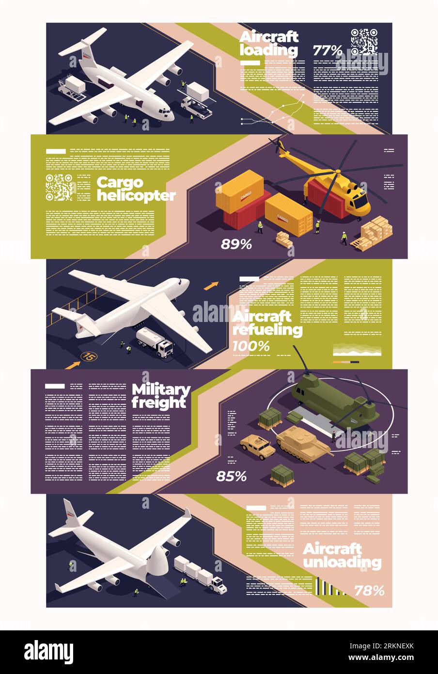 Air cargo isometric set with aircraft logistic and transportation ...