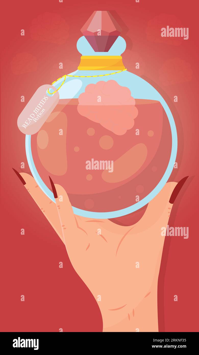 Hand holding a magical read mind potion elixir Vector Stock Vector ...