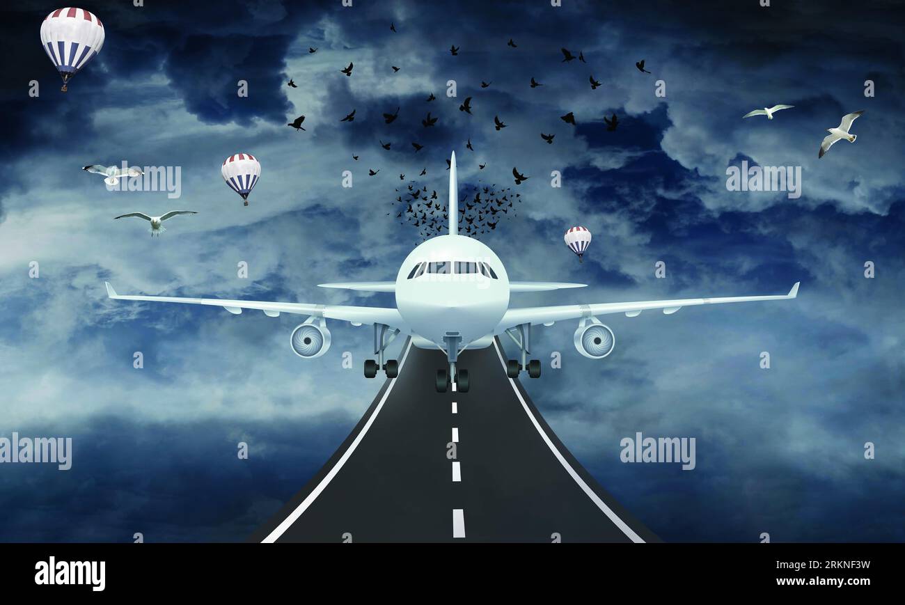 Realistic image of White Luxury generic design of a private jet flying ...