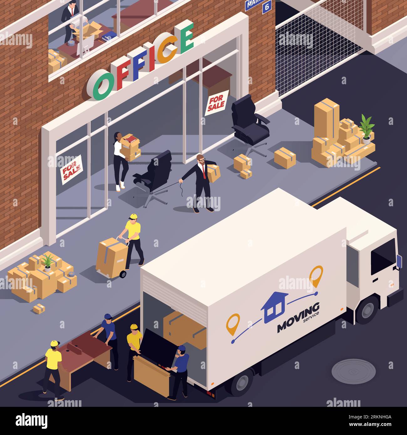 Relocation service isometric concept with moving company relocating ...