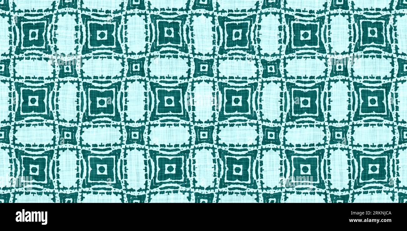 Teal green white vibrant watercolor batik azulejos tile border banner ...