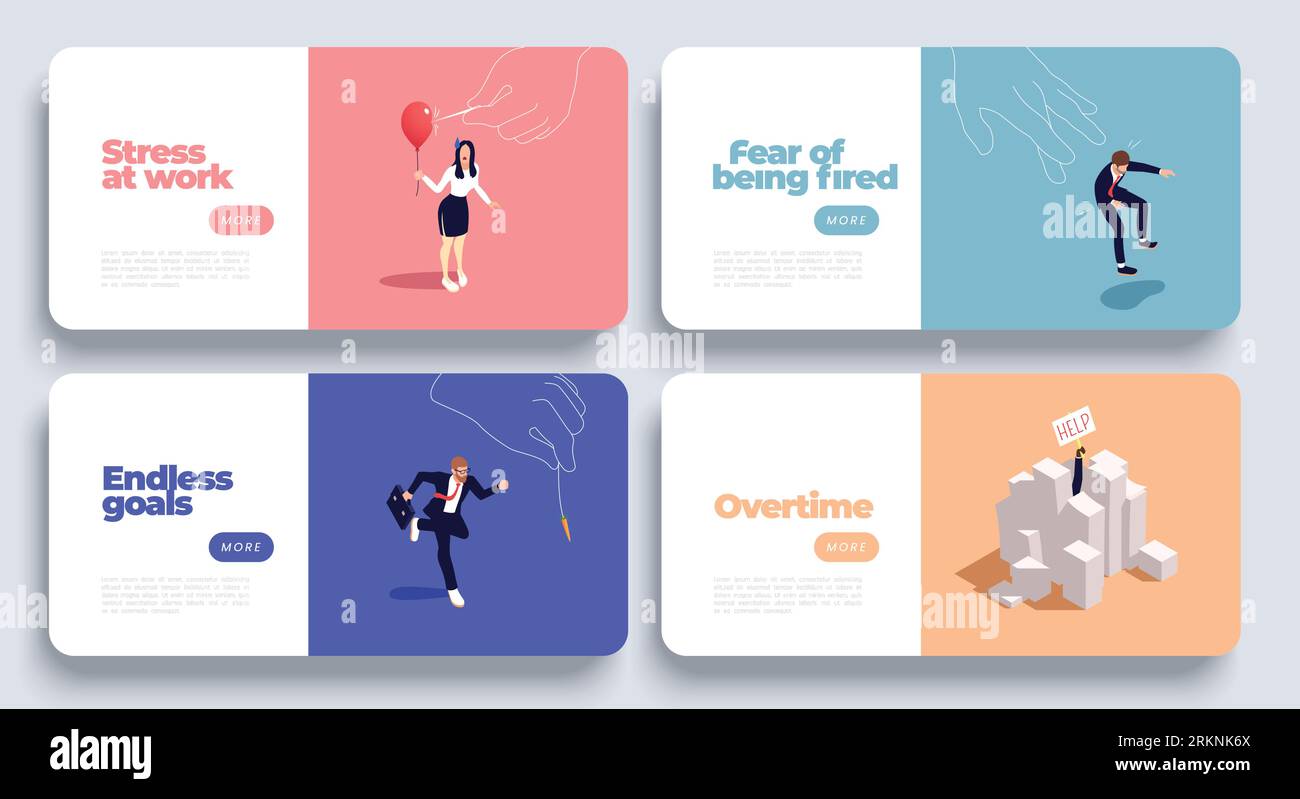 Office people isometric banner set with businessmen dealing with work ...