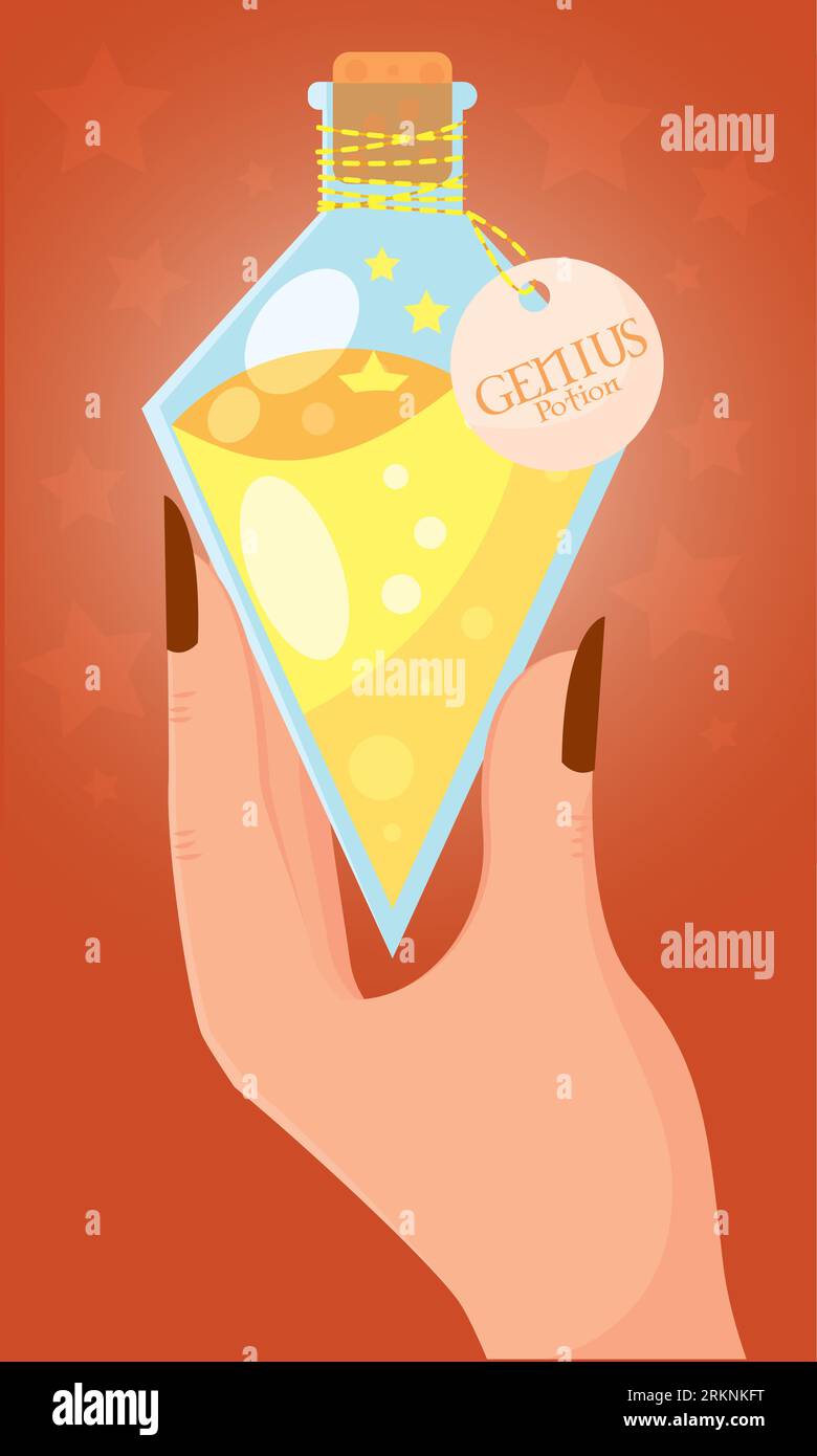 Hand holding a magical genius potion elixir Vector Stock Vector Image ...