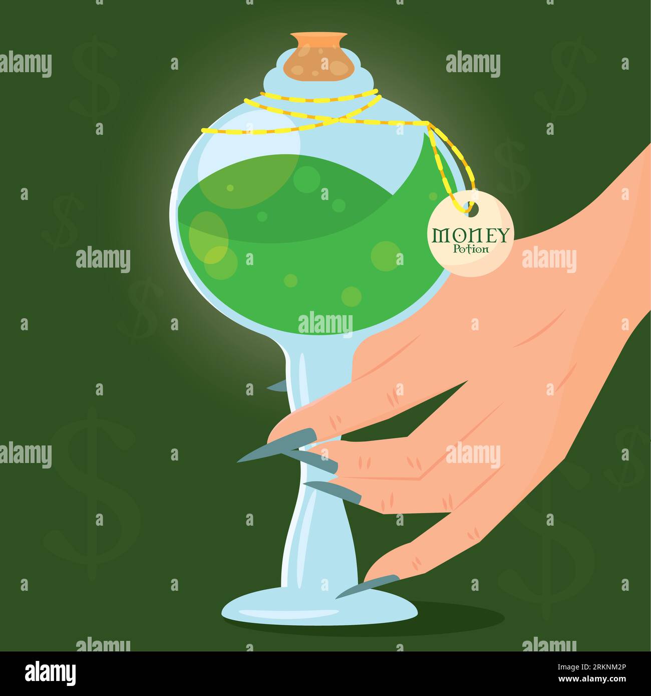 Hand holding a magical money potion elixir Vector Stock Vector Image ...