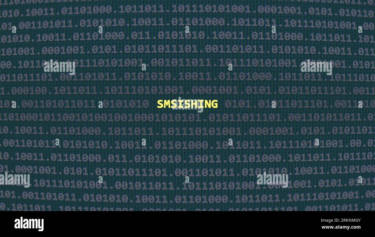 Cyber Attack Smsishing Vulnerability Text In Binary System Ascii Art Style Code On Editor