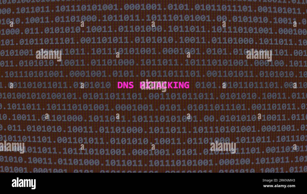 Cyber Attack Dns Hijacking Vulnerability Text In Binary System Ascii Art Style Code On Editor