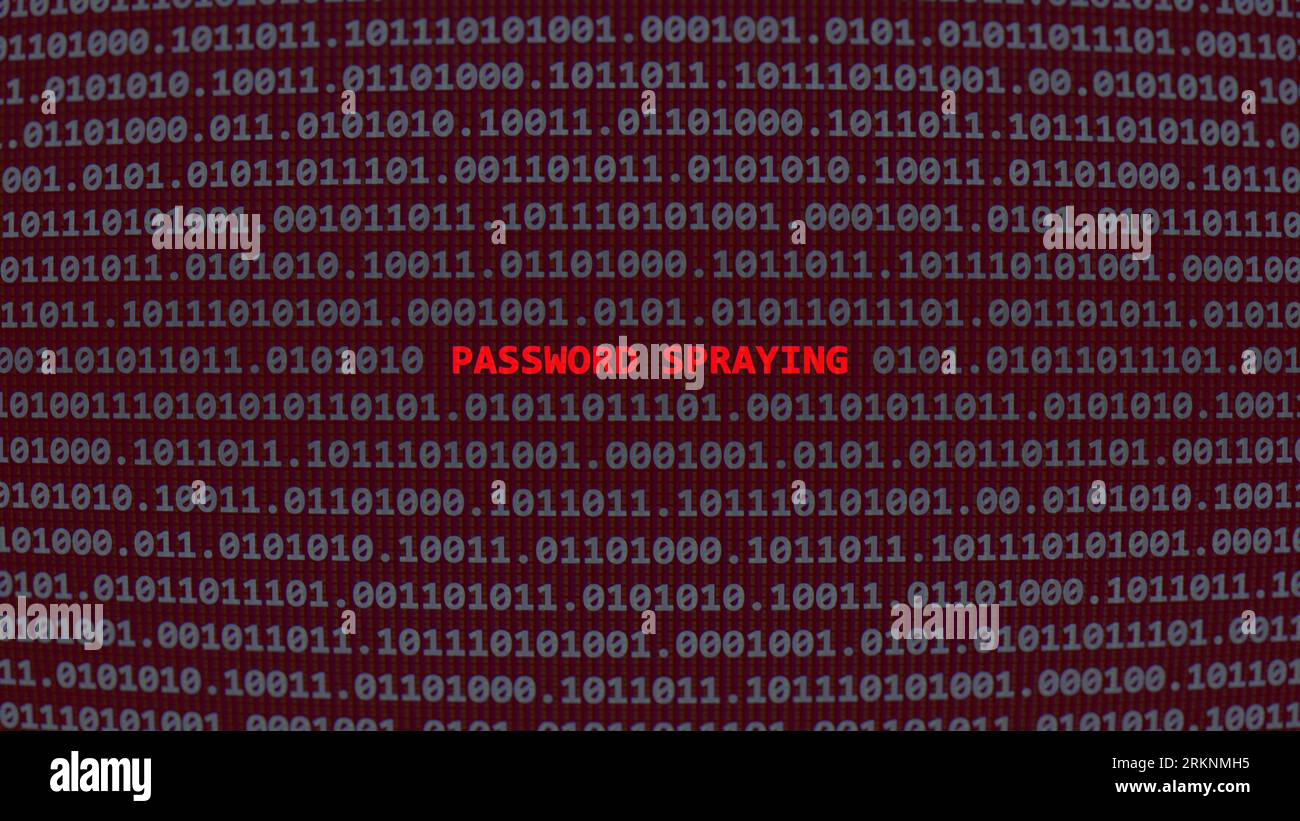 Cyber Attack Password Spraying Vulnerability Text In Binary System Ascii Art Style Code On