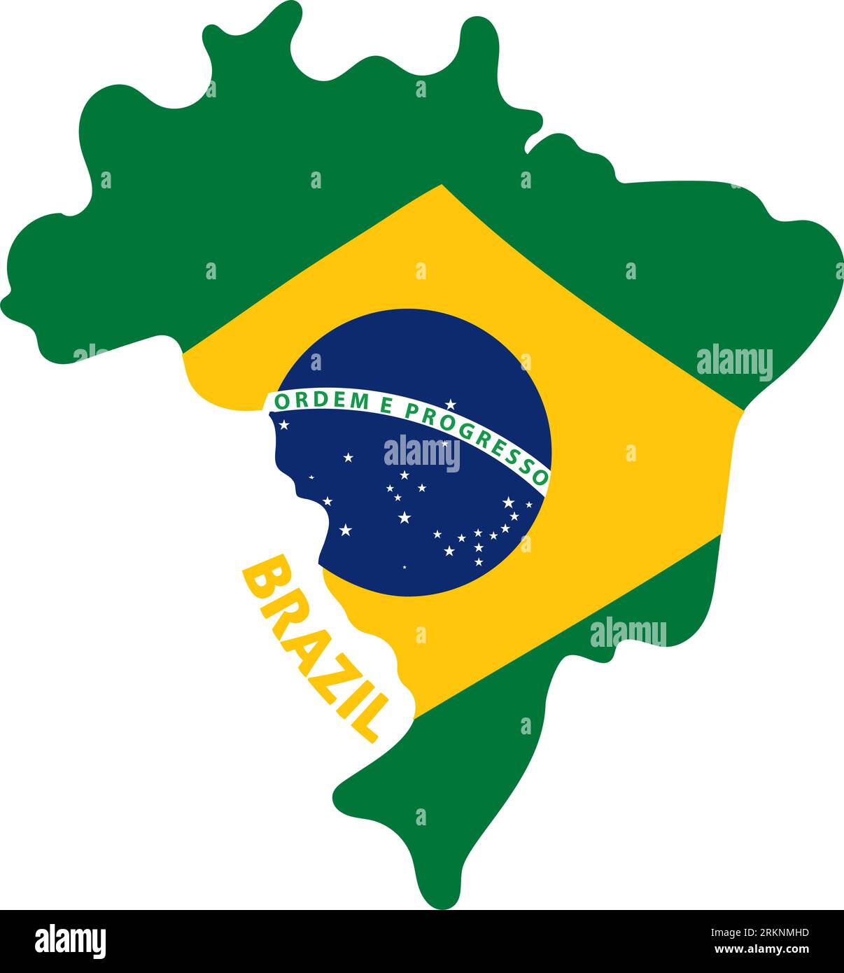 Isolated colored map of Brazil with its flag Vector Stock Vector Image ...
