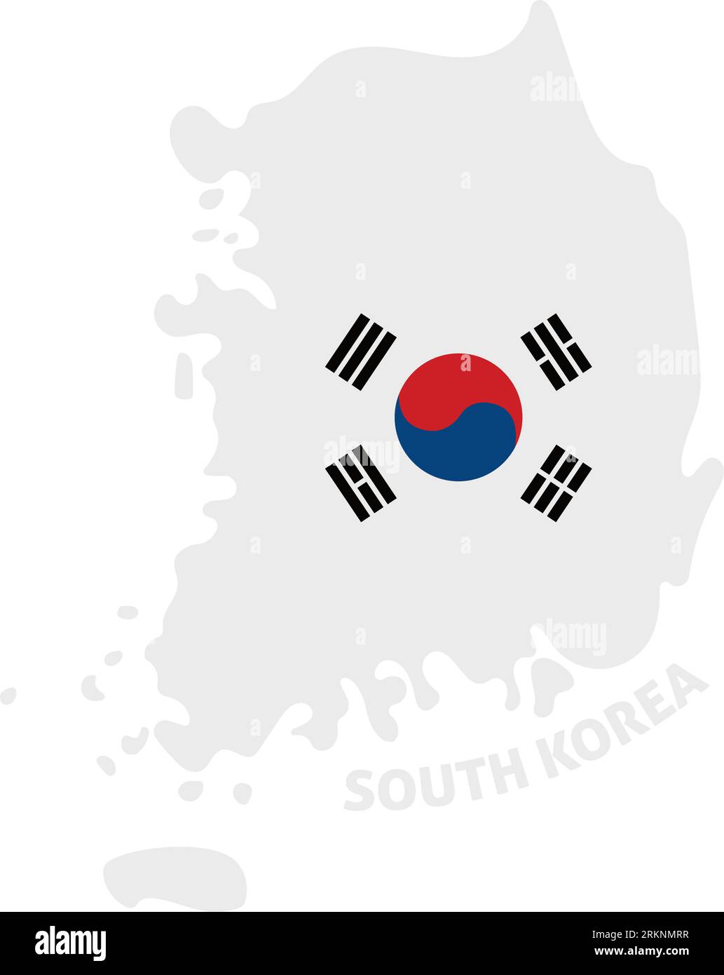 Isolated colored map of South Korea with its flag Vector Stock Vector ...