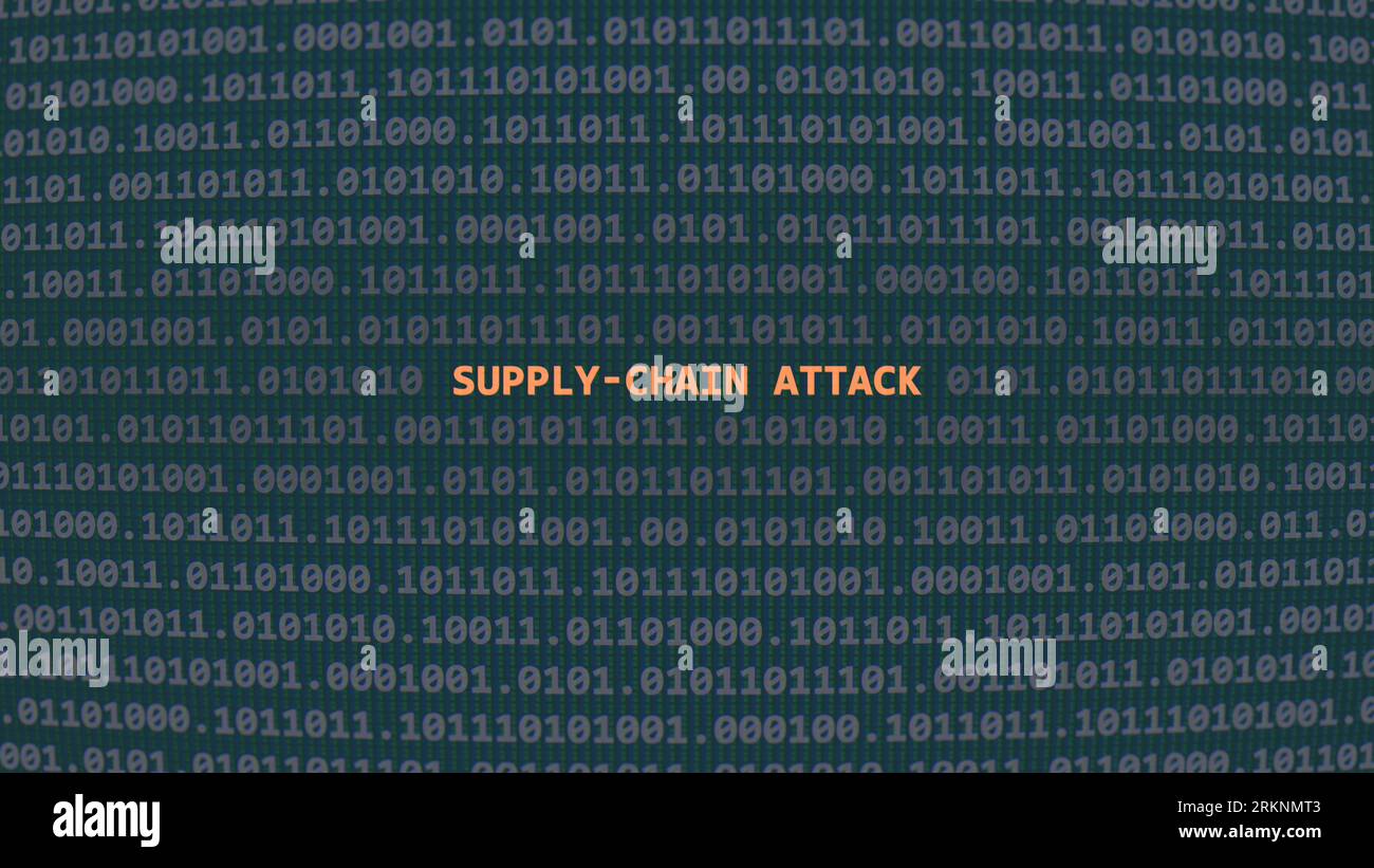 Cyber Attack Supply Chain Attack Vulnerability Text In Binary System Ascii Art Style Code On