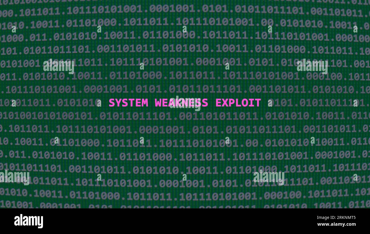 Cyber Attack System Weakness Exploit Vulnerability Text In Binary System Ascii Art Style Code