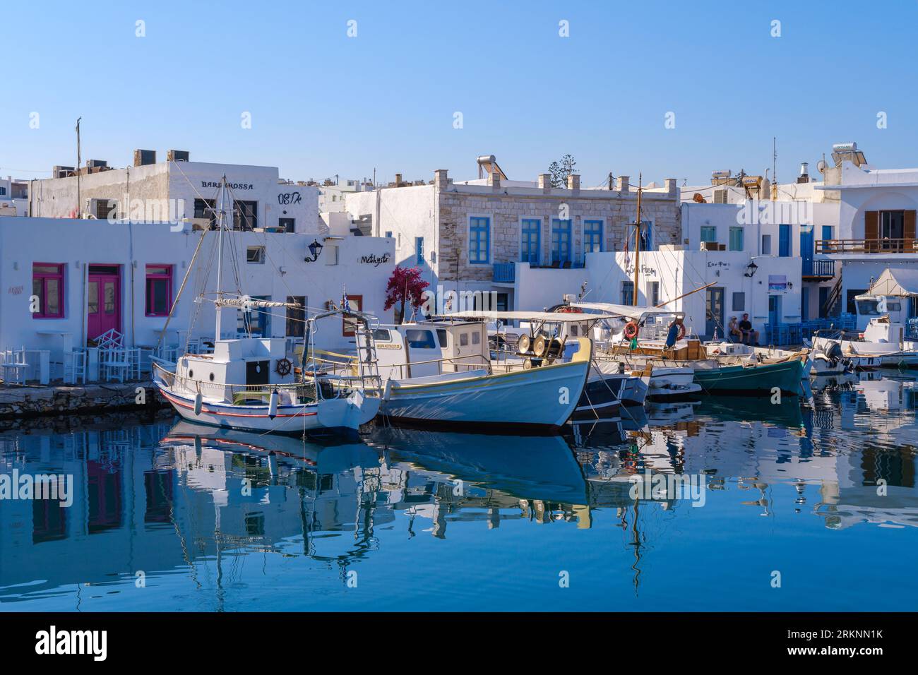 Naousa, GR - 2 August 2023: Harbor of fishing village Naousa, in the ...
