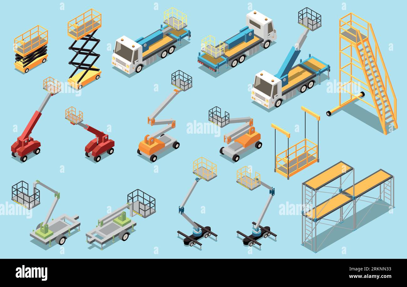 Lifting machinery for height work isometric set of scissors lifts ...